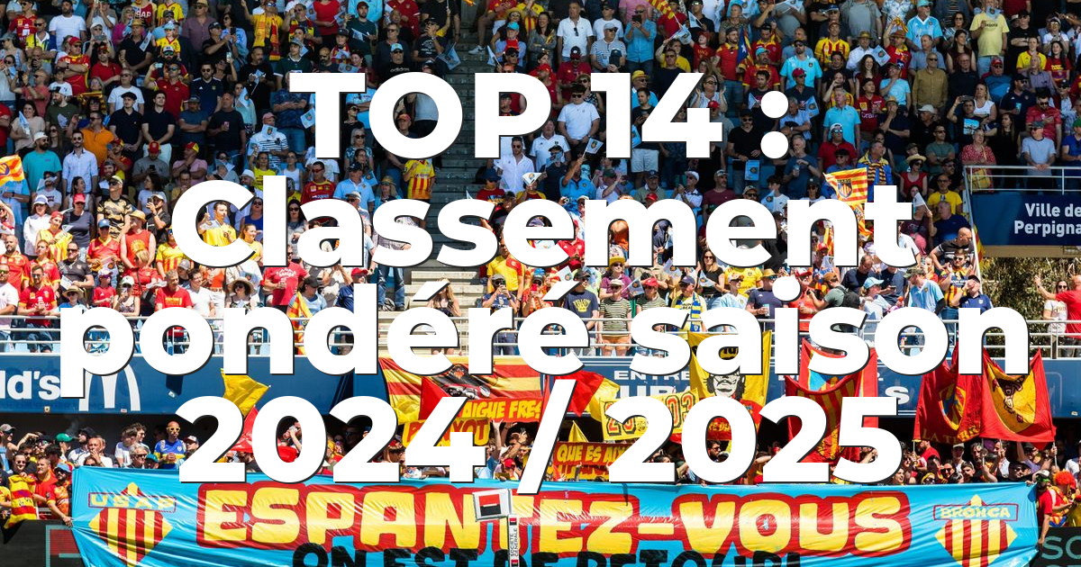 Analyse : - TOP 14 : Classement pondéré saison 2024 / 2025 | USAP ...